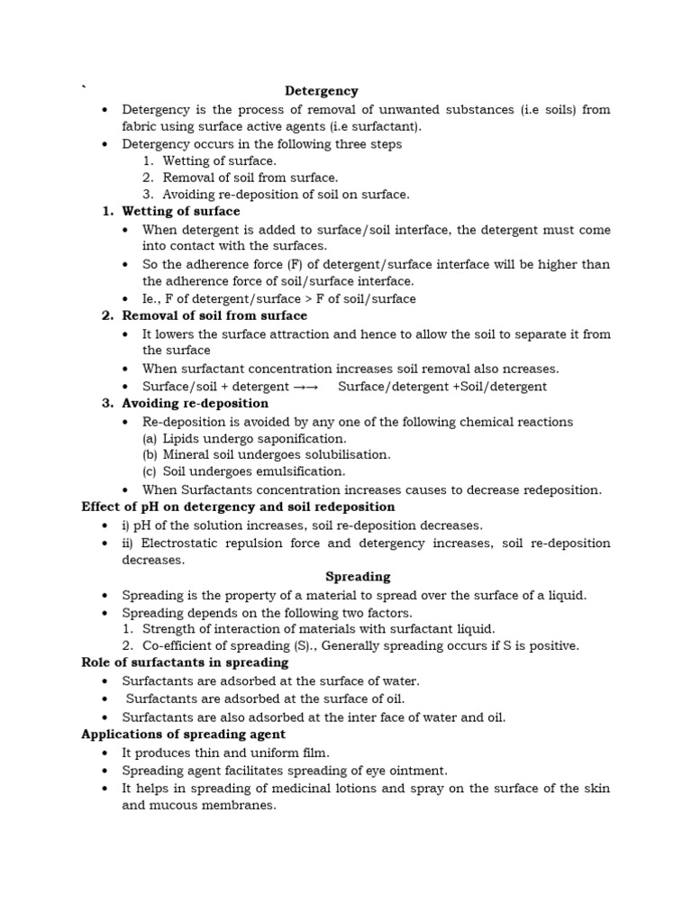 Detergency and Spreading N | PDF