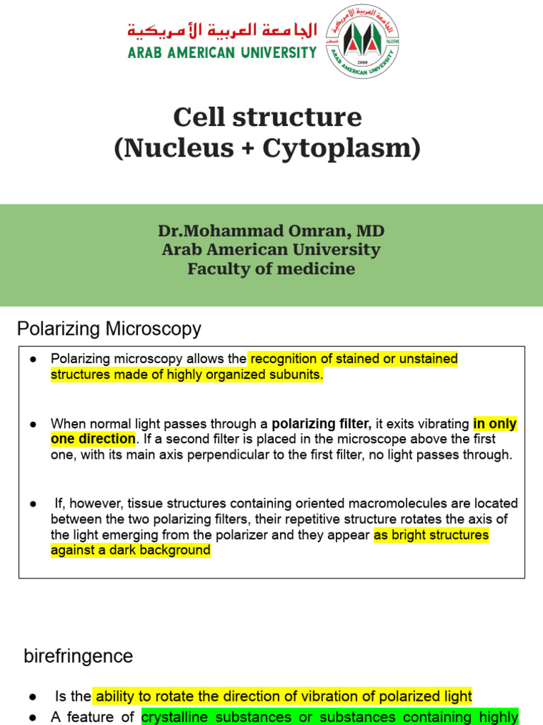 L.3 - Cell Structure (Nucleus + Cytoplasm) 2 | PDF | Lipid Bilayer ...