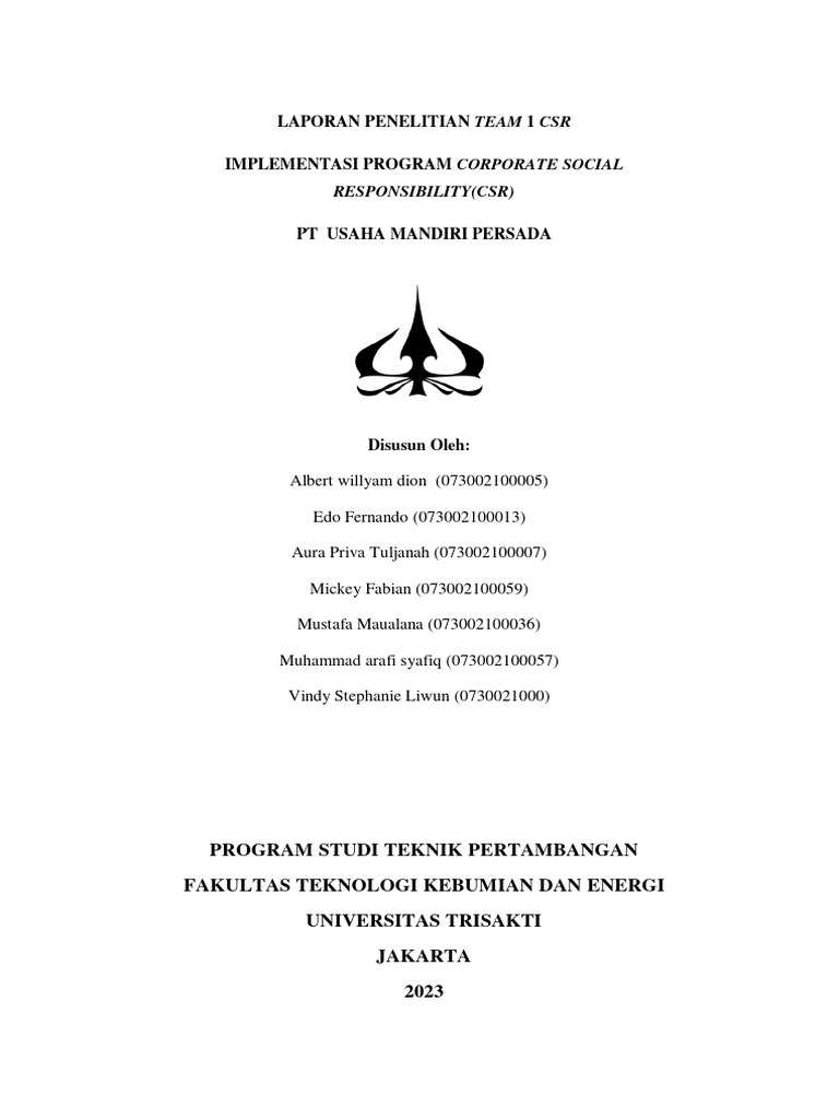 Laporan Lapangan CSR - Team 1 | PDF | Bisnis
