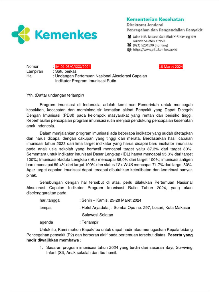 Revisis - Draf Undangan Pernas ProvKako Luring | PDF