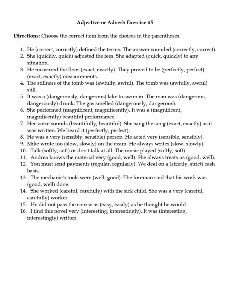 Adjective or Adverb 3 | Download Free PDF | Adverb