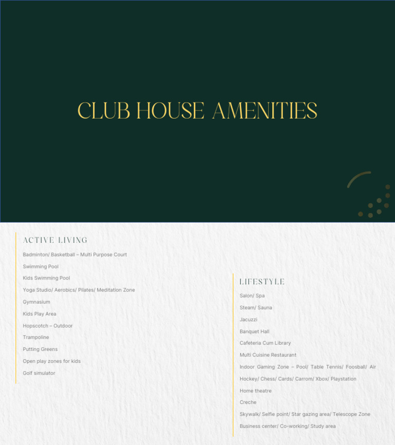 Amenities Overview Brochure | PDF