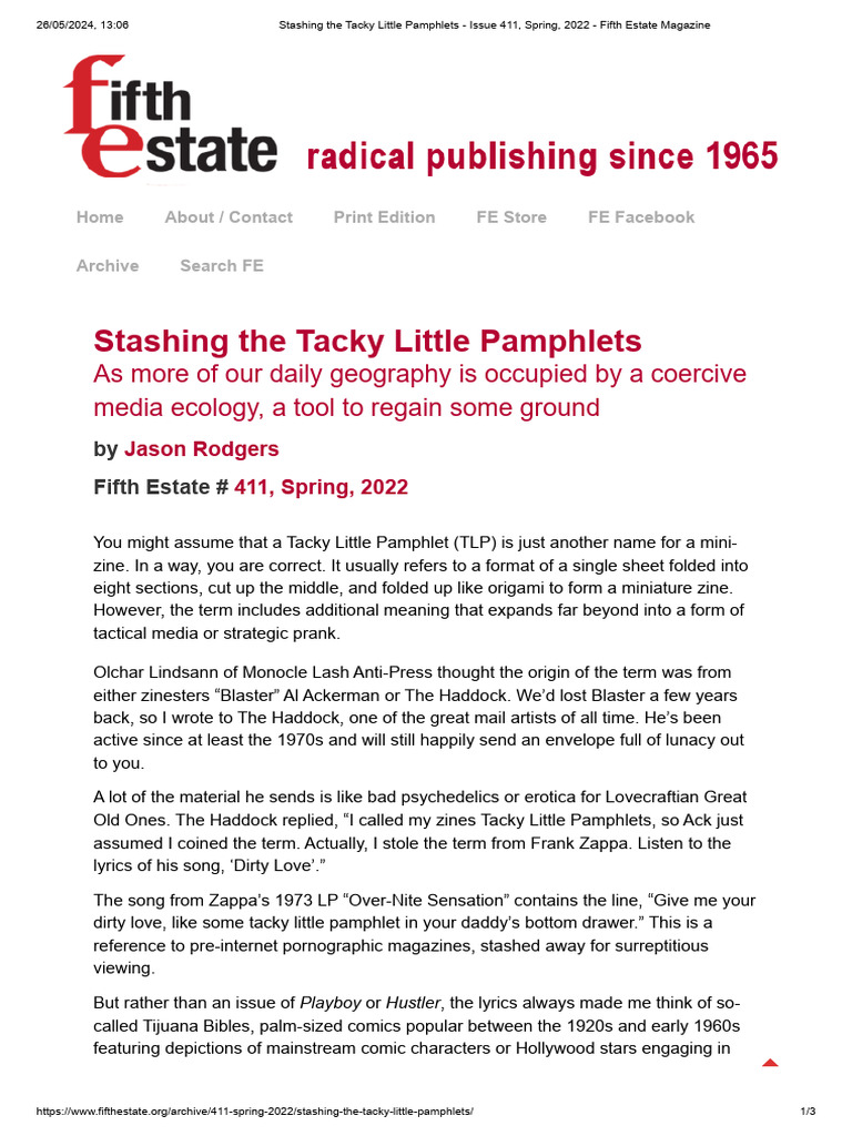 Jason Rodgers - Stashing The Tacky Little Pamphlets - Issue 411, Spring ...