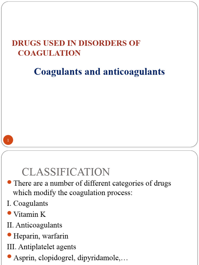 Coagulants and Anticoagulants | PDF | Thrombosis | Aspirin