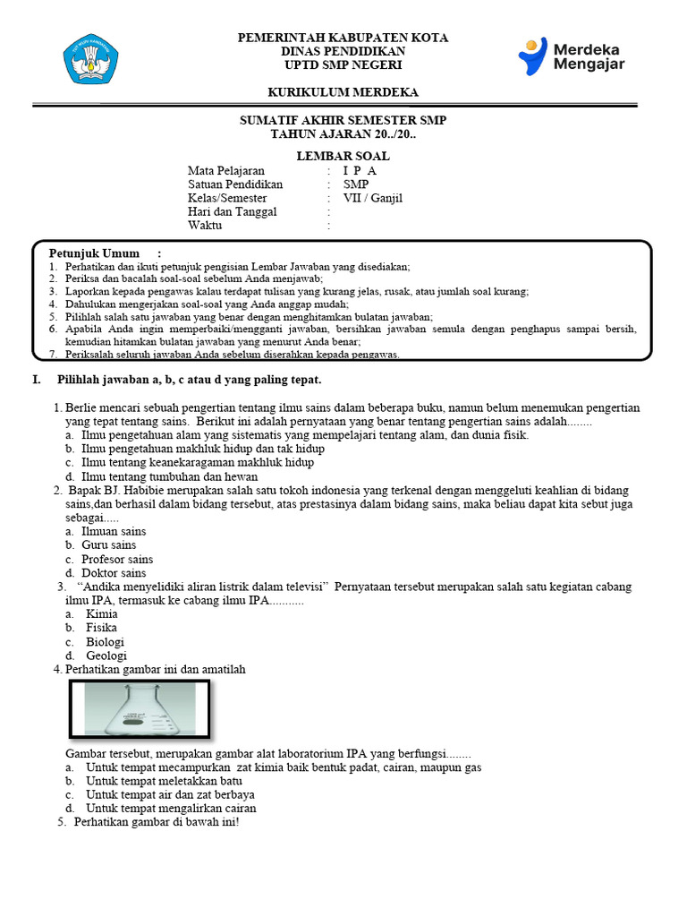 Soal SAS IPA Kelas VII IKM | PDF