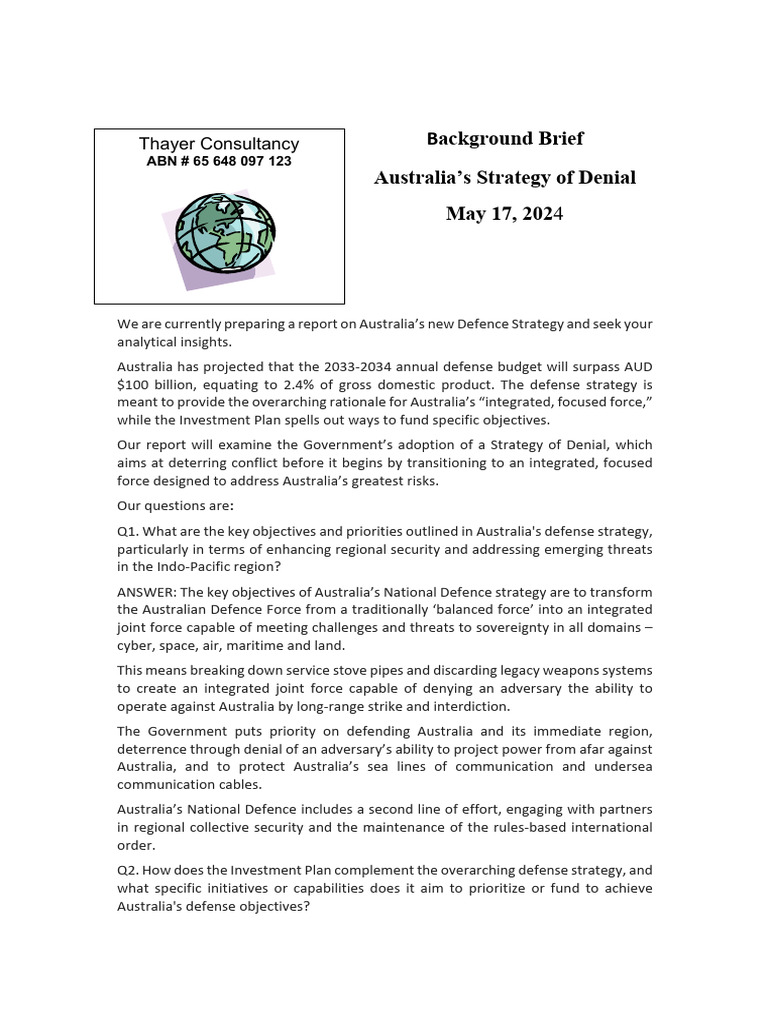Australia’s Defence Strategy Overview | PDF | Missile | Submarines