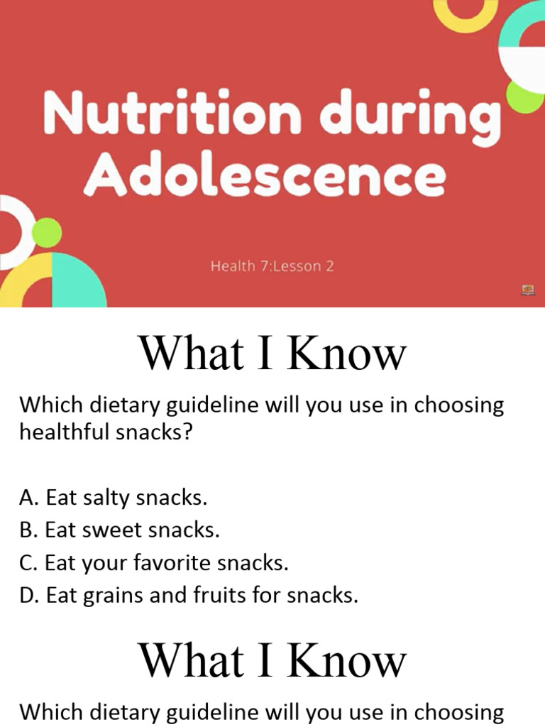 Health 2nd Quarter Lesson 1 | PDF | Foods | Healthy Diet