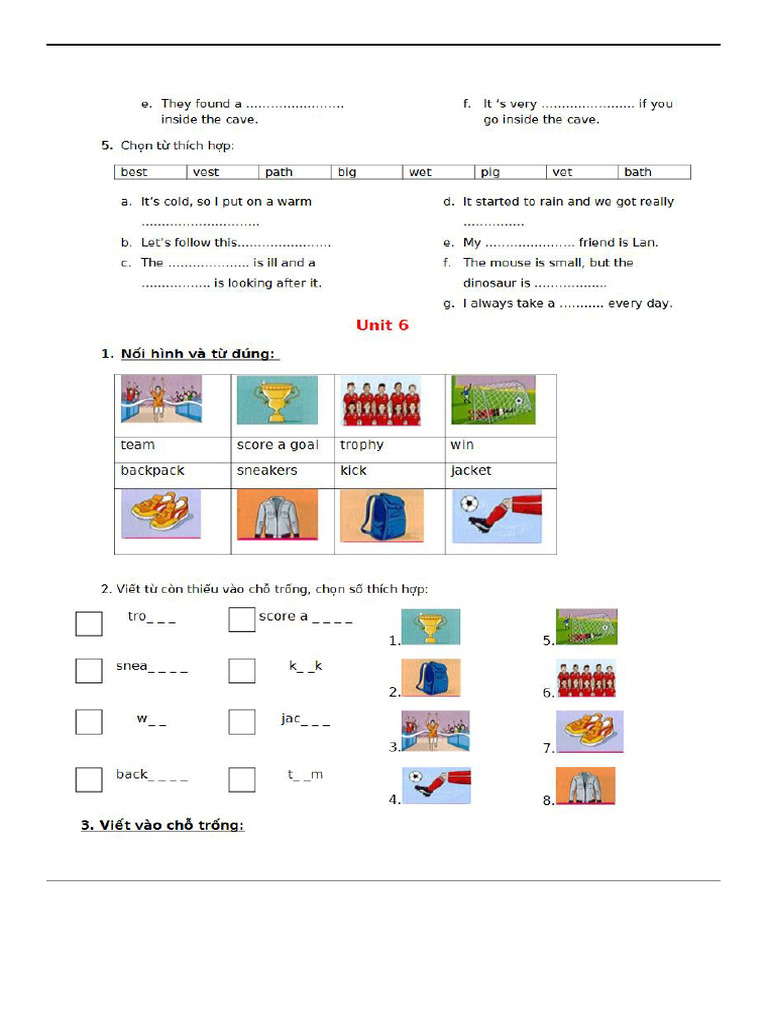 BÀI TẬP BỔ TRỢ LỚP 5 - FAMILY AND FRIEND U6-U12 | PDF