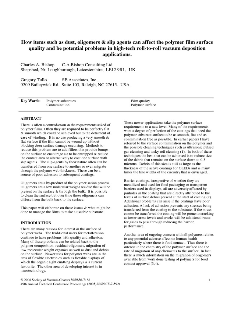 Polymer - Cof and Slip Additive U3 | PDF | Friction | Polymers