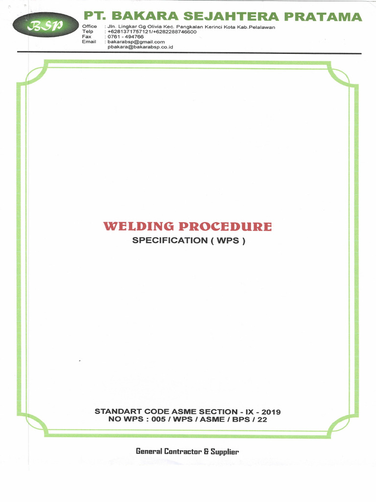 WPS GTAW SS Kemnaker | PDF