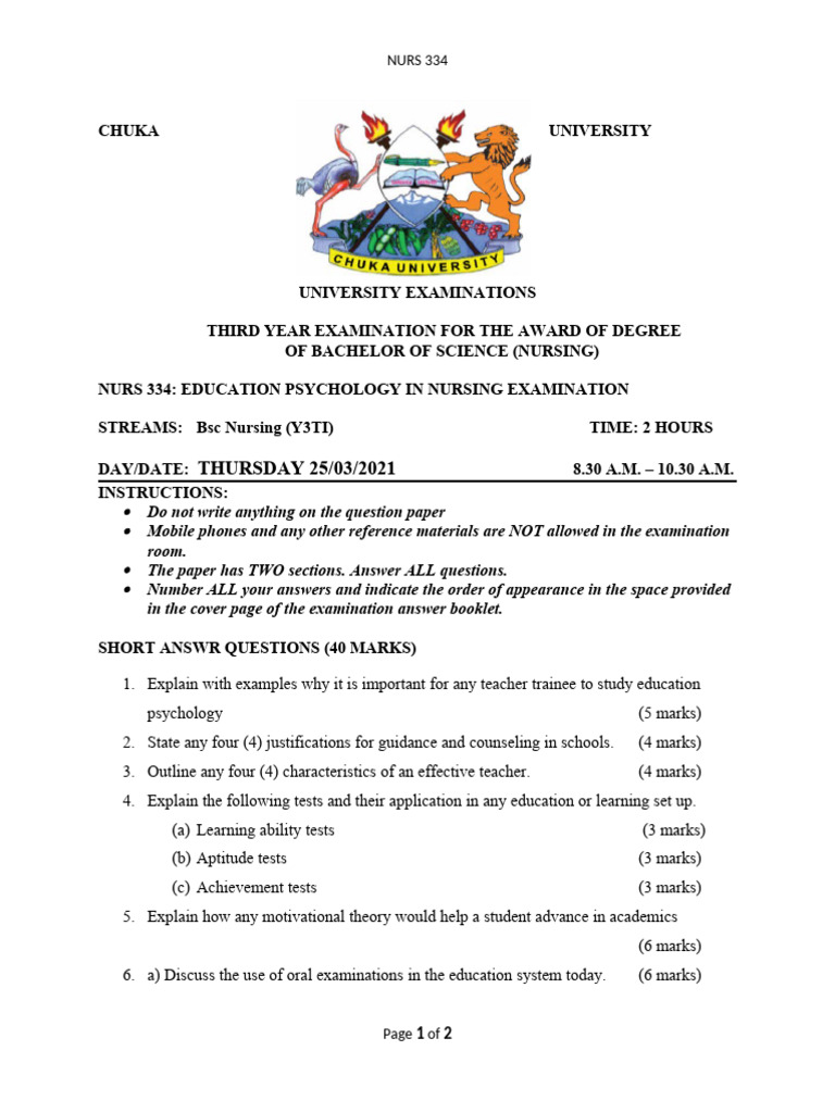 Nurs 334 | PDF | Learning | Educational Psychology