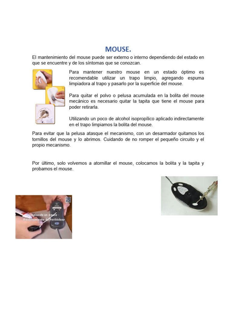 Mantenimiento Preventivo Al Mouse Teclado y Monitor | PDF | Jabón