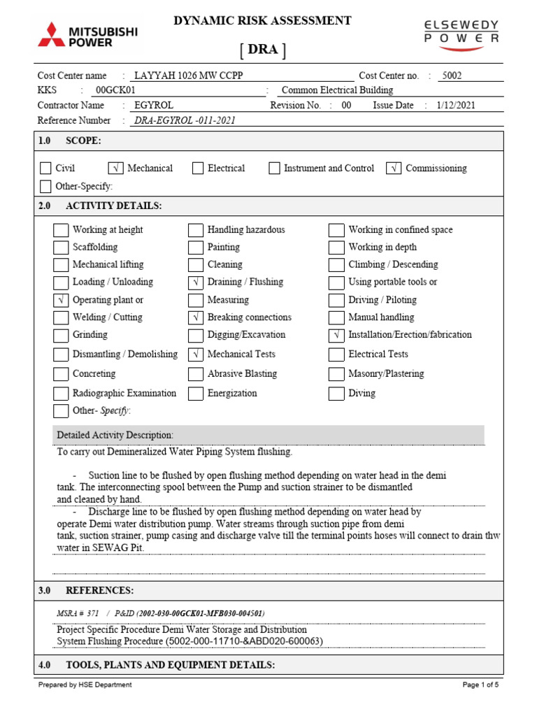 DRA-EGYROL-011-2021 Demi Water Pipe Flushing | PDF | Personal ...