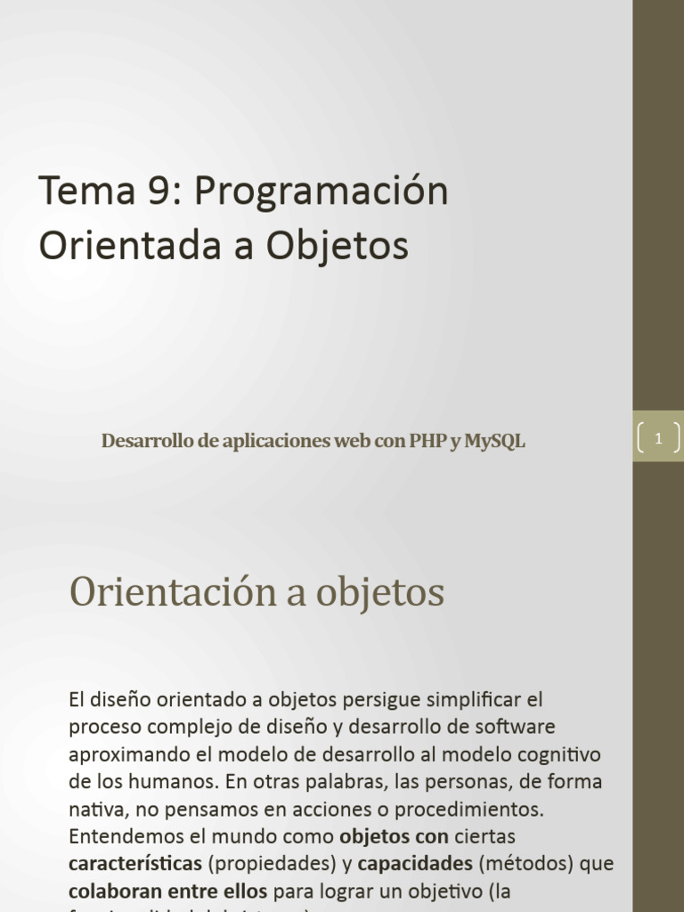 Programación Orientada a Objetos en PHP | PDF | Objeto (informática) | Herencia (Programación ...