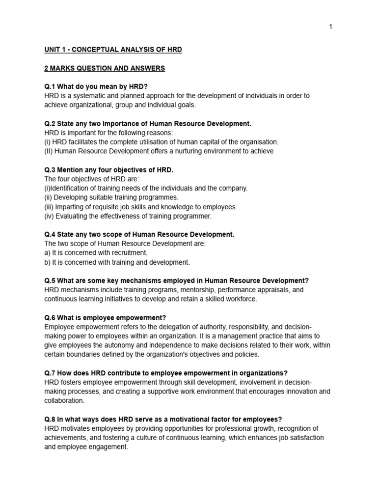 HRD Notes | PDF | Human Resources | Leadership