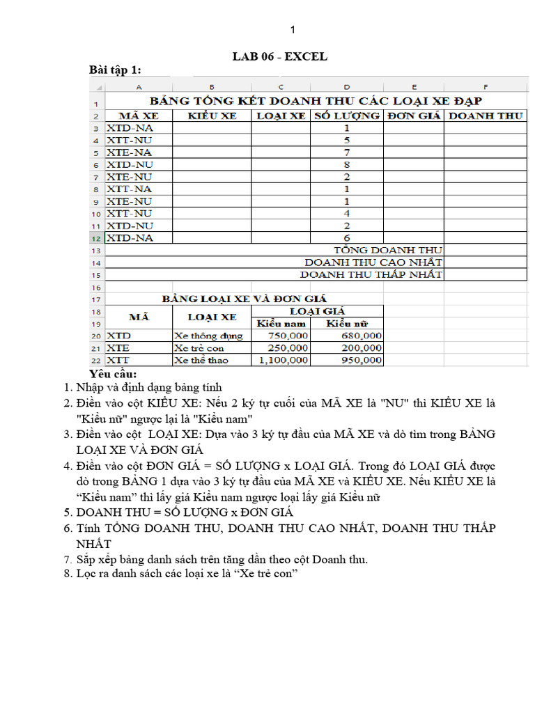 Lab06 Excel UT T6 | PDF