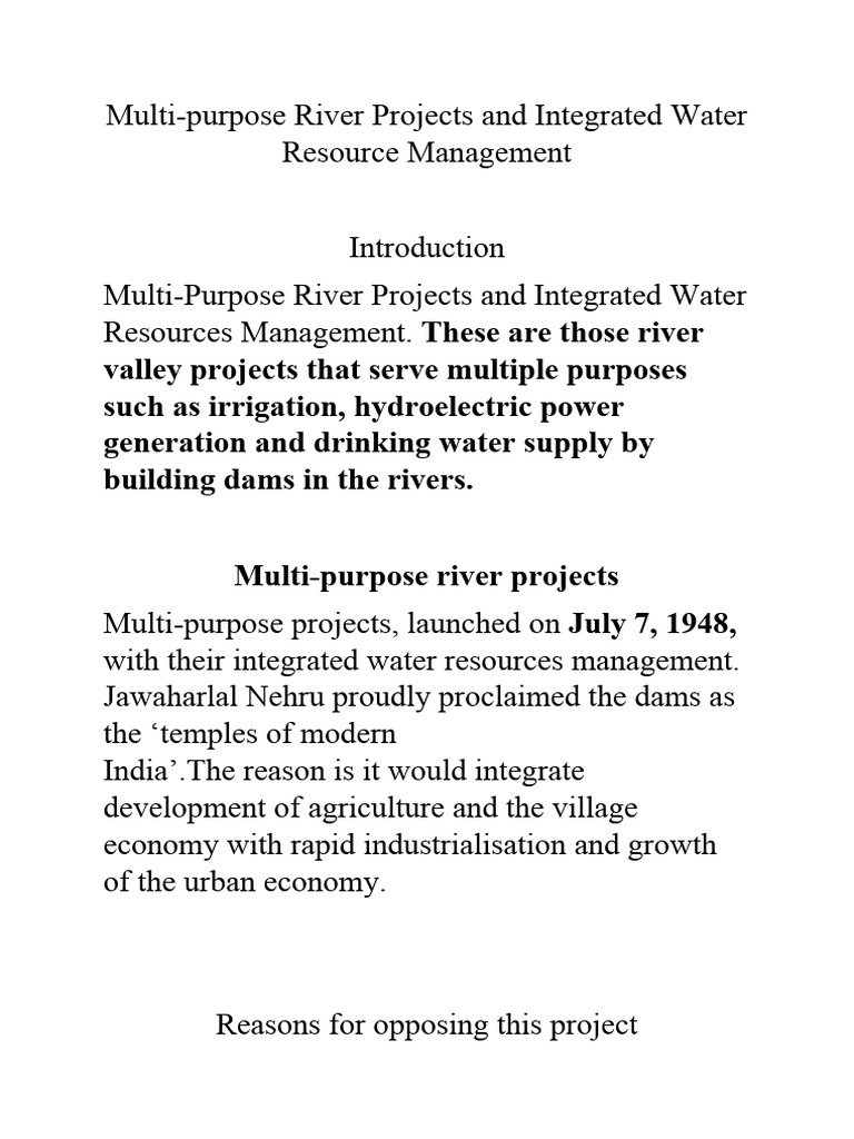 Multi-Purpose River Projects and Integrated Water Resource Managment ...