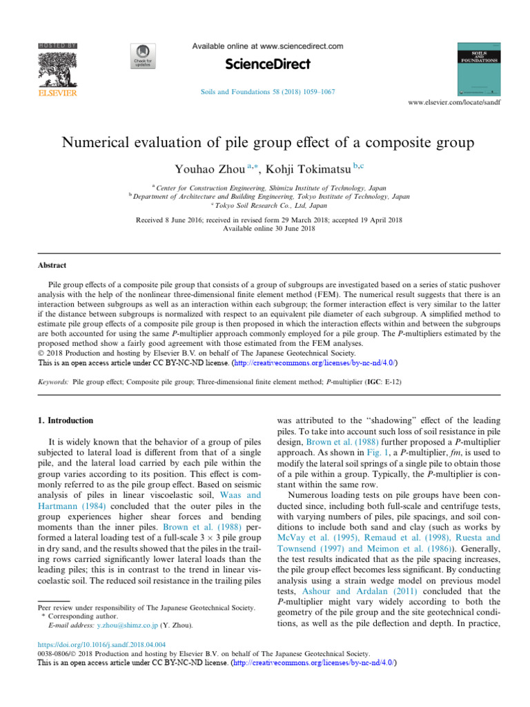 Numerical Evaluation of Pile Group Effect of A Compos 2018 Soils and ...