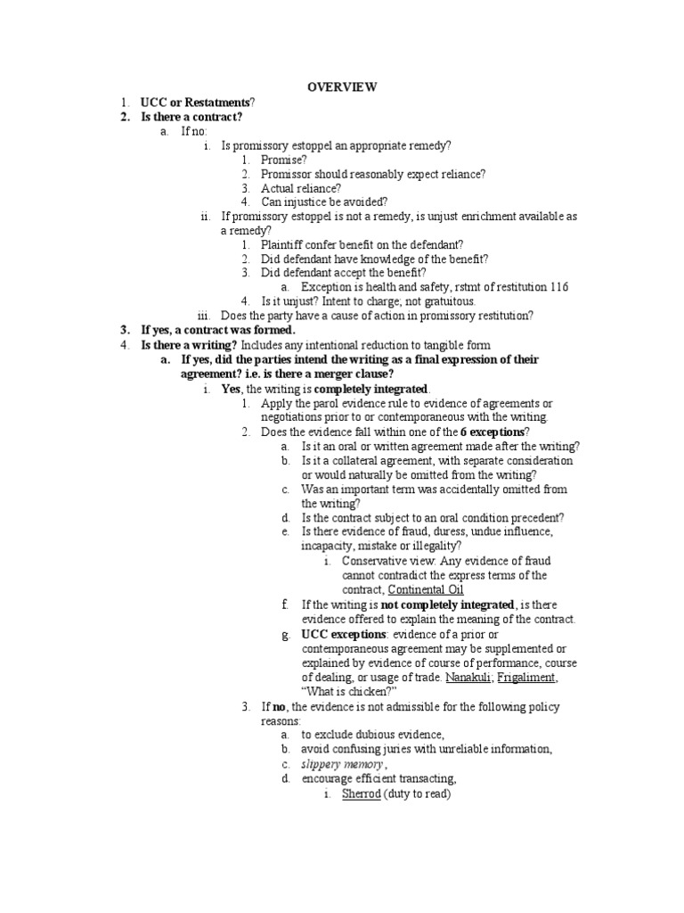 Contract Formation & Remedies Guide | PDF | Contractual Term | Parol ...