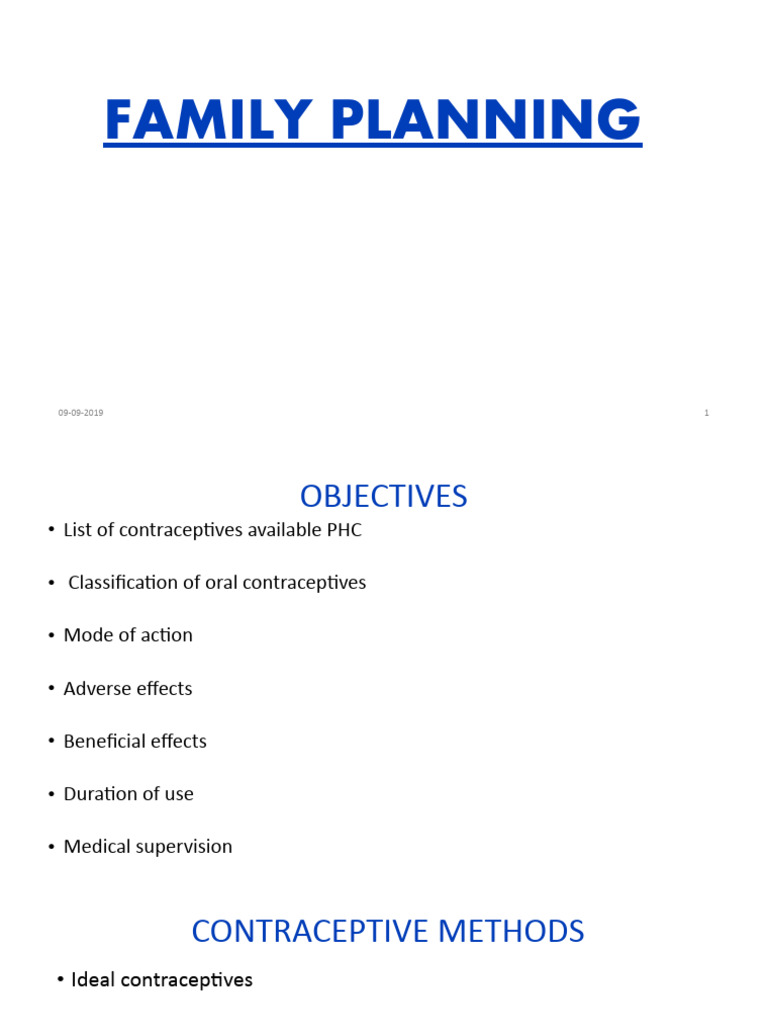 Presentation Family Planning Pdf Birth Control Combined Oral