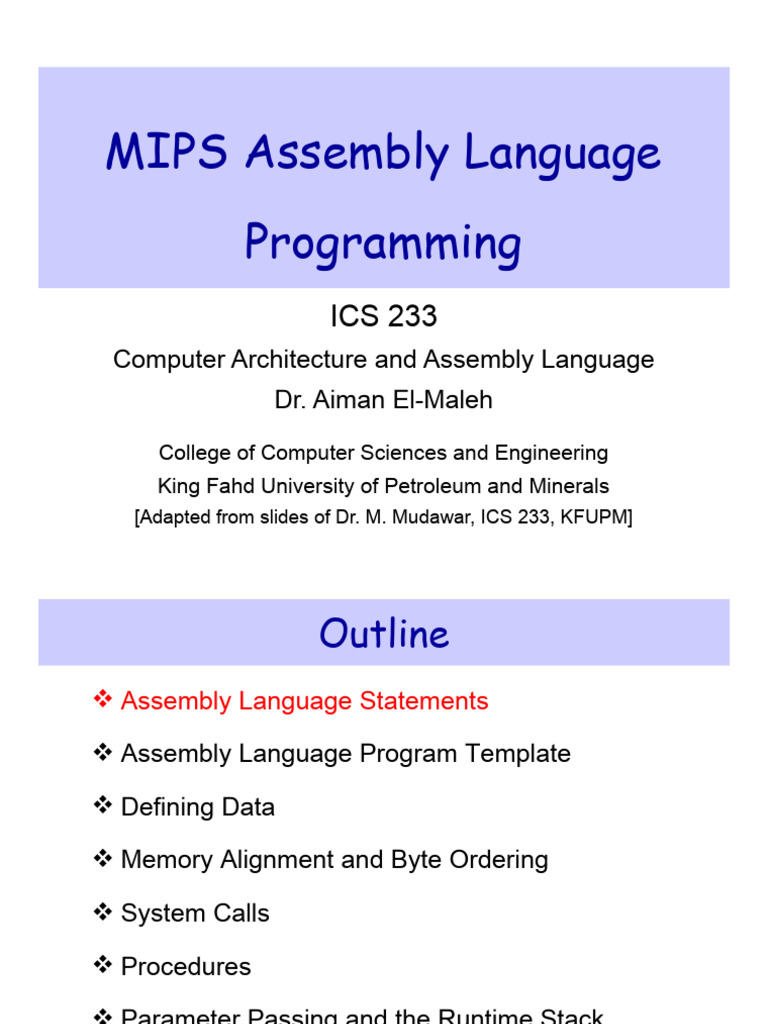 04 MIPS Assembly | PDF | Assembly Language | Computer Hardware
