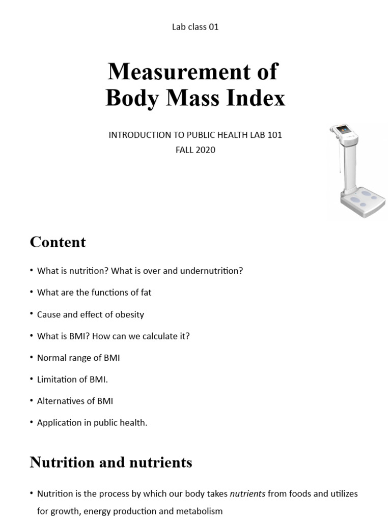 Lecture 1 - BMI | Download Free PDF | Body Mass Index | Obesity