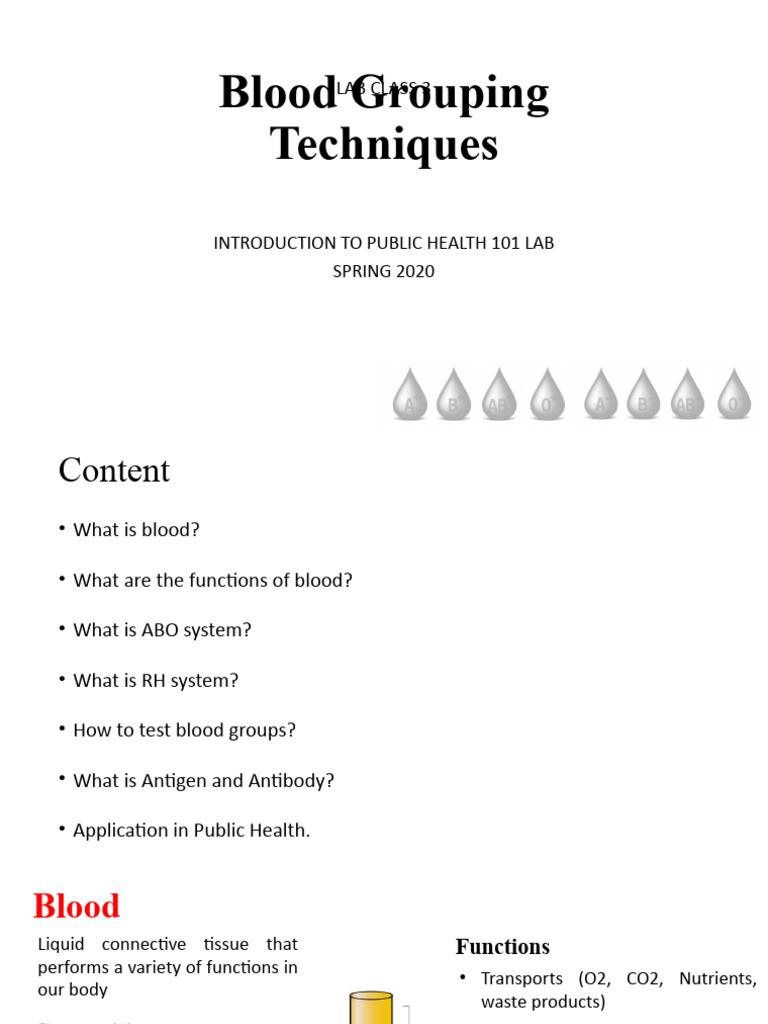 Blood Grouping Techniques in Public Health | PDF | Blood Type | Antibody