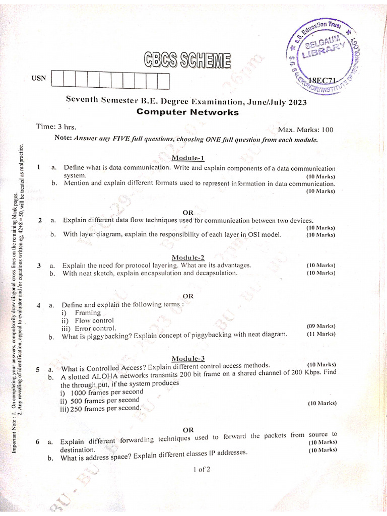 QP - Computer Network | PDF