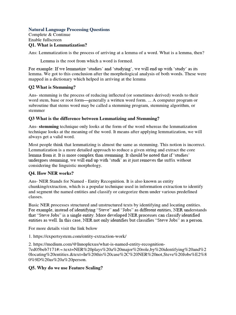 Natural Language Processing Questions | PDF | Ambiguity | Cognitive Science
