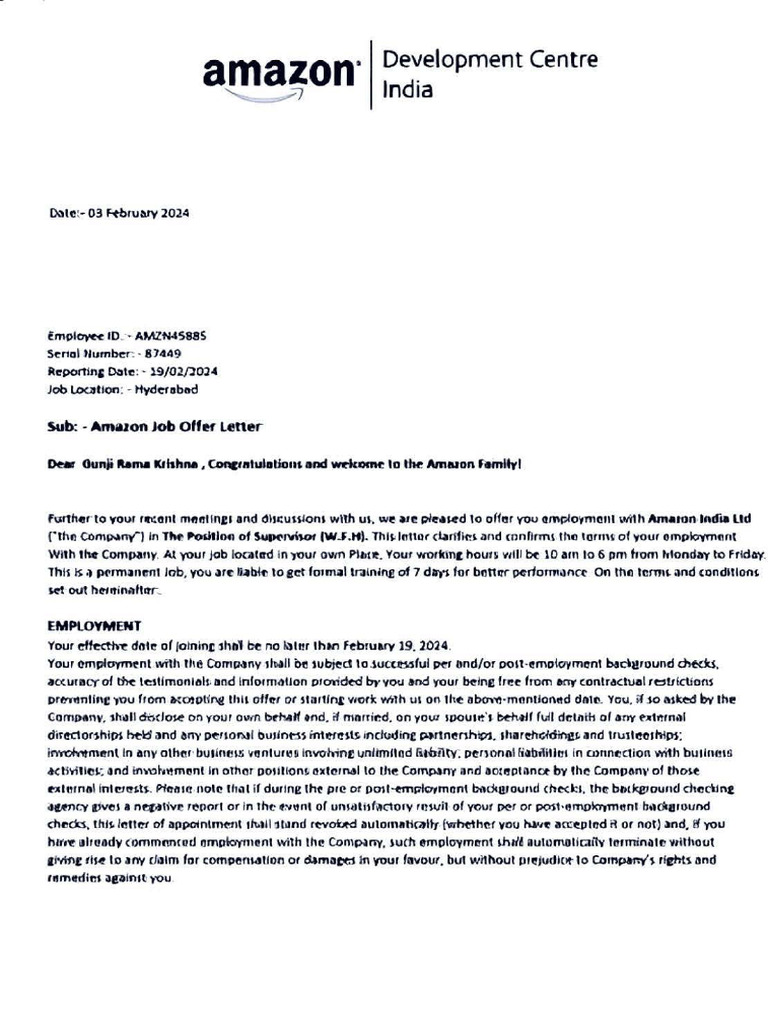 Job Letter | PDF