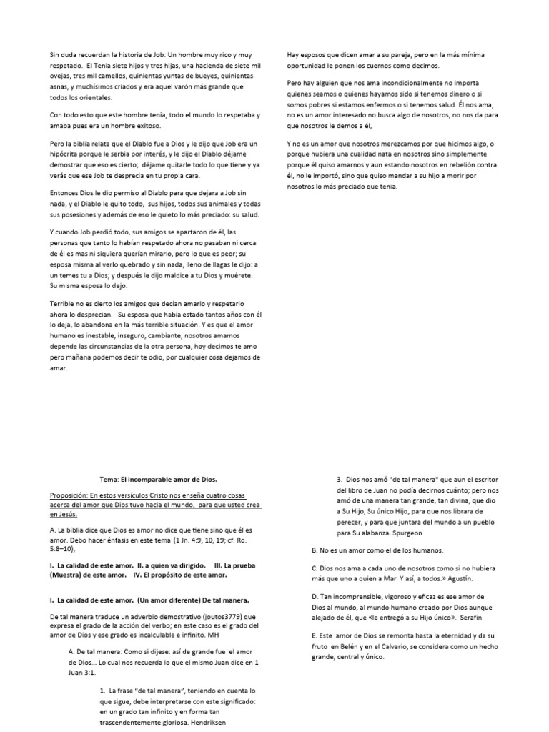 El Incomparable Amor de Dios. | PDF | Amor | Cristo (título)