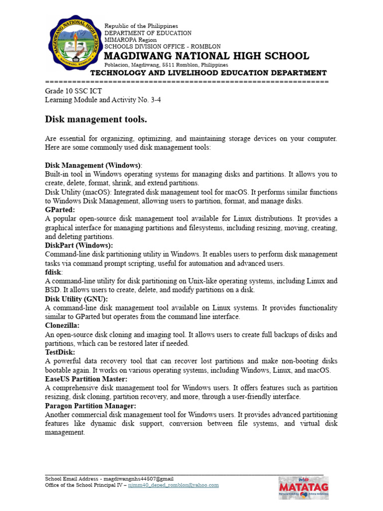 Q4 Lesson 3 4 Disk Management Tools Peripheral Cleaning Tools Upload ...