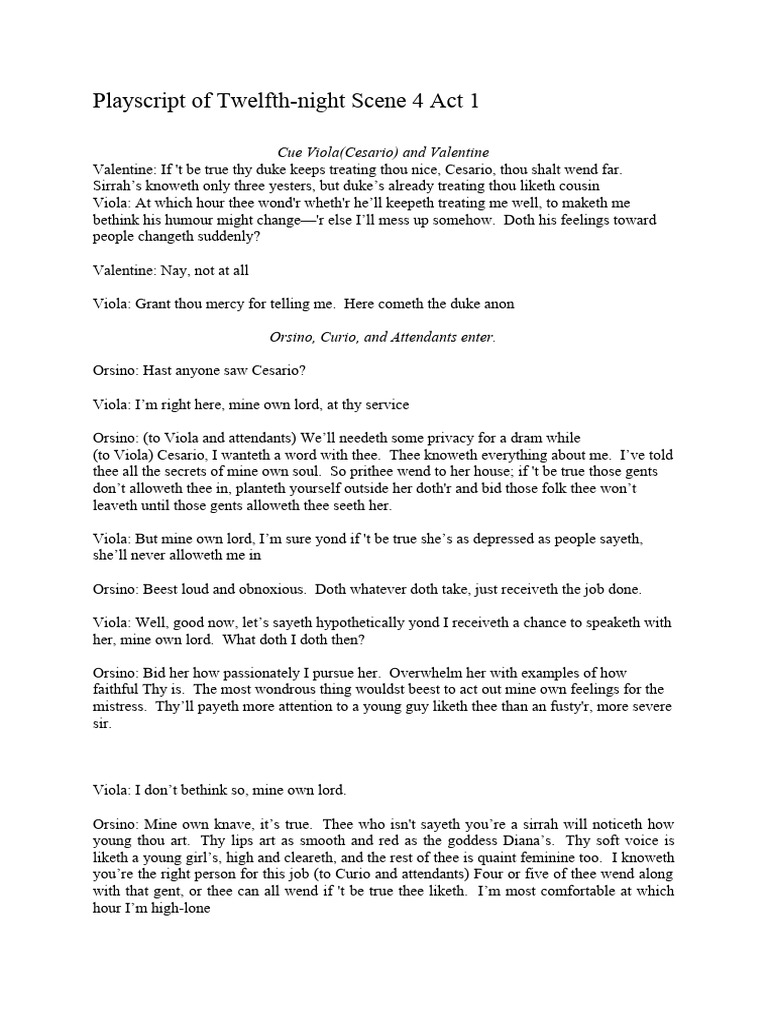 Playscript of Twelfth | PDF | Twelfth Night | Shakespearean Comedies