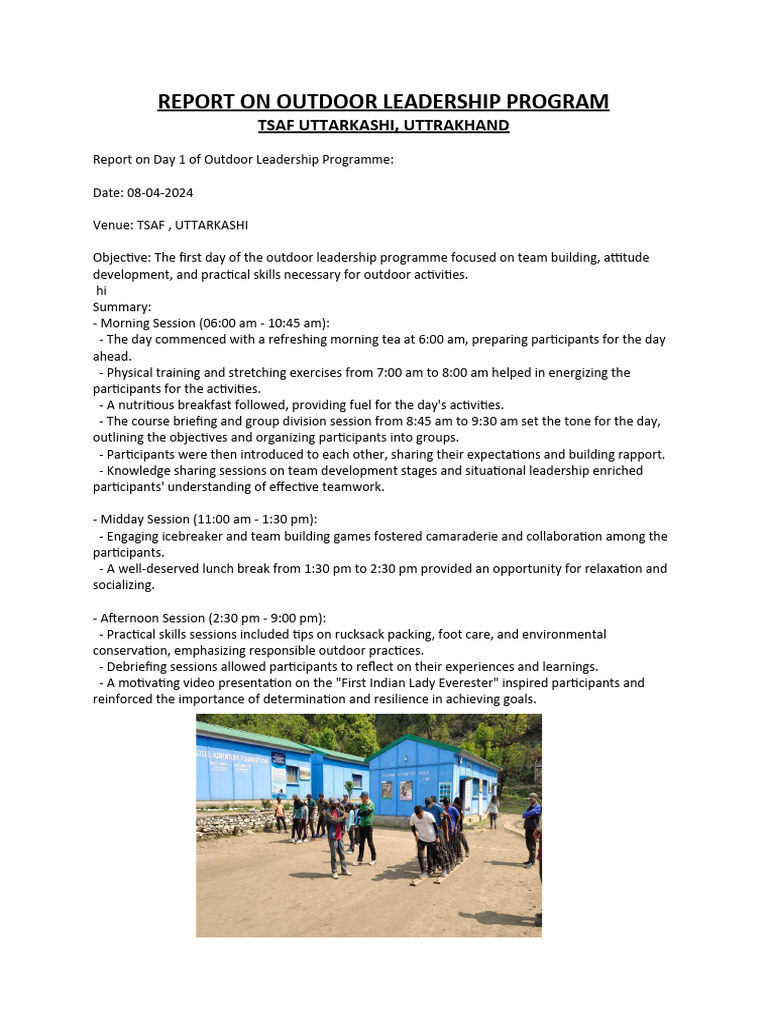Outdoor Leadership Program Report | PDF | Leadership | Decision Making