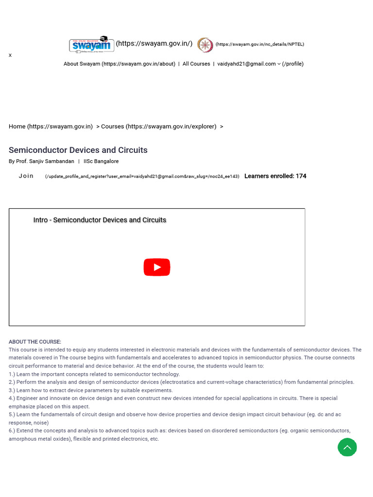 Semiconductor Devices And Circuits Course Pdf Electronics