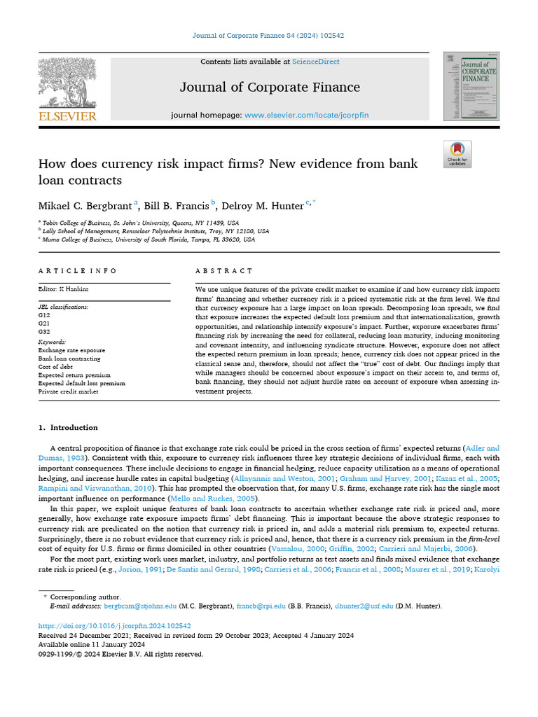 How Does Currency Risk Impact Firms - New Evidence From Bank Loan ...