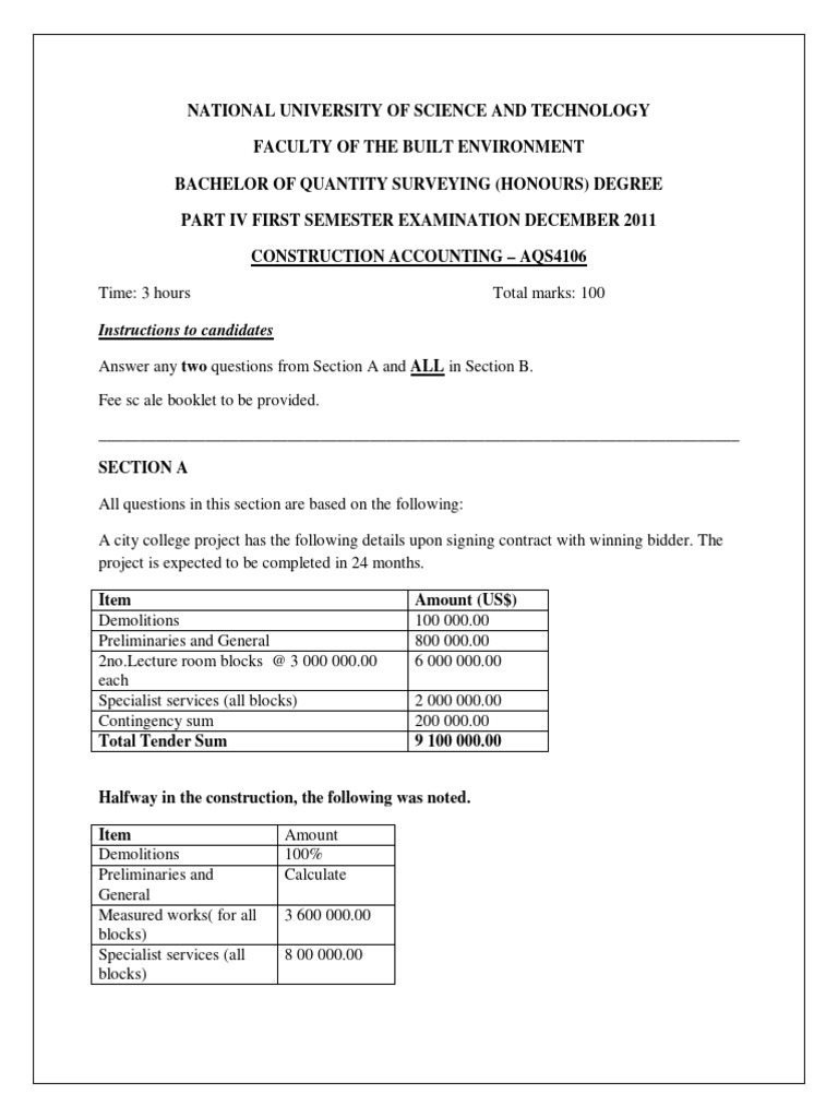 AQS4106201112 Construction Accounting | PDF | Real Estate Appraisal | Economies