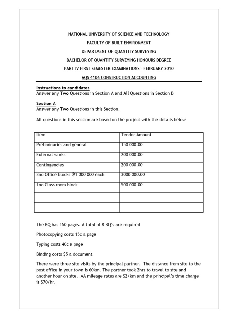 AQS4106201002 Construction Accounting | PDF | Cost | Surveying