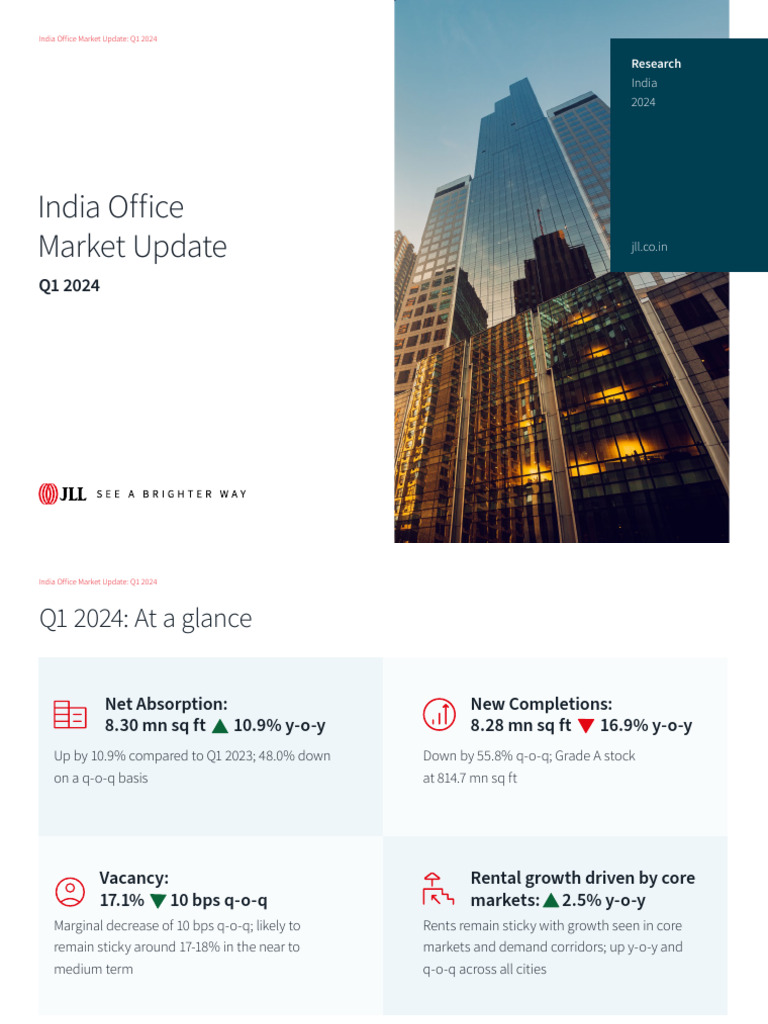 JLL India Office Market Update q1 2024 | PDF | Renting | Lease