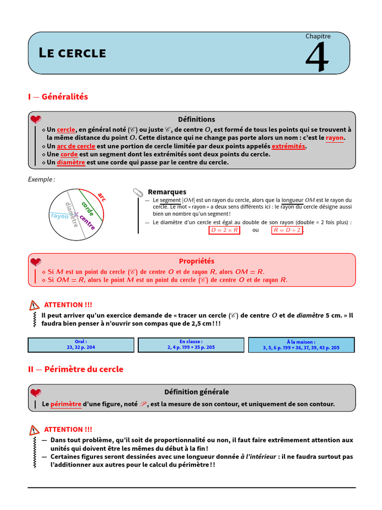 Comprendre le cercle et ses propriétés | PDF | Cercle | Pi