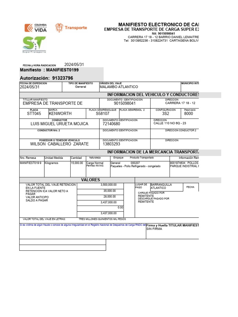 Manifiesto Buca 0199 ST T 045 | PDF