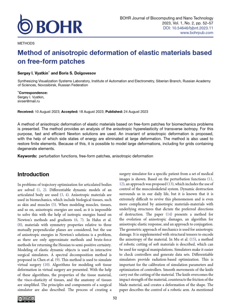 Method of Anisotropic Deformation of Elastic Materials Basedon Free-Form Patches | PDF ...