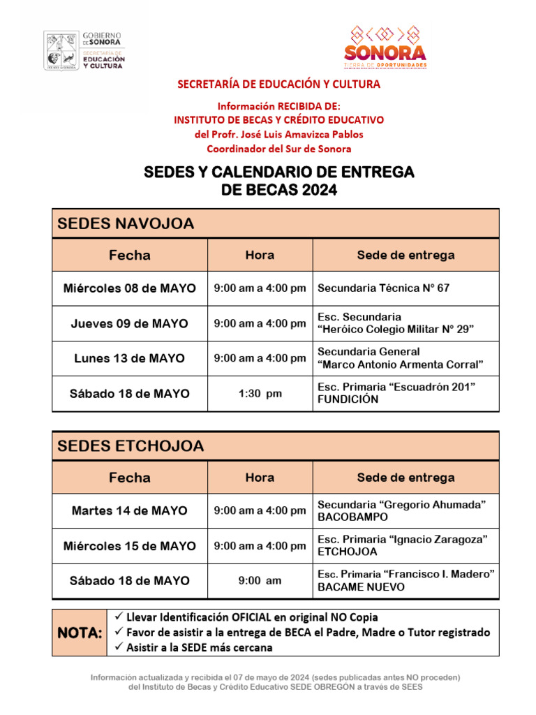 BECAS 2024... Entrega - Informe 07 Mayo 2024 | PDF | México