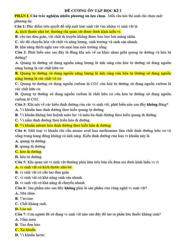 De Cuong HK 2 Hoa 1 Toan 1 | PDF