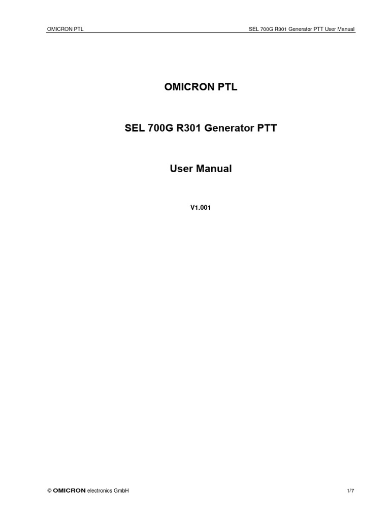 SEL 700G R301 Generator PTT User Manual ENU | PDF | Electrical ...