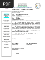 RA 11261 Form 1 - Barangay Certification | PDF