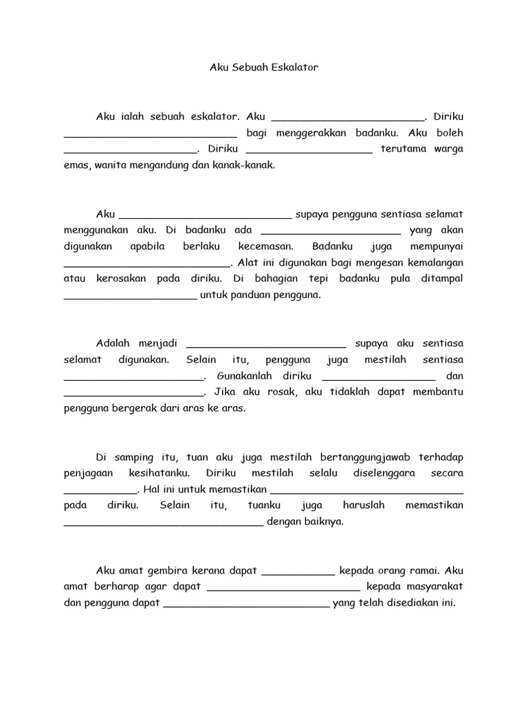 Karangan Aku Sebuah Eskalator Pdf