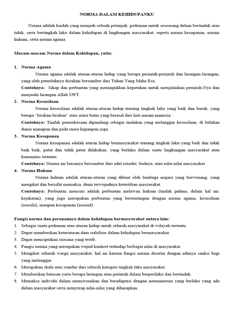 Macam-Macam Norma dalam Kehidupan | PDF | Ilmu Sosial | Gaya Hidup