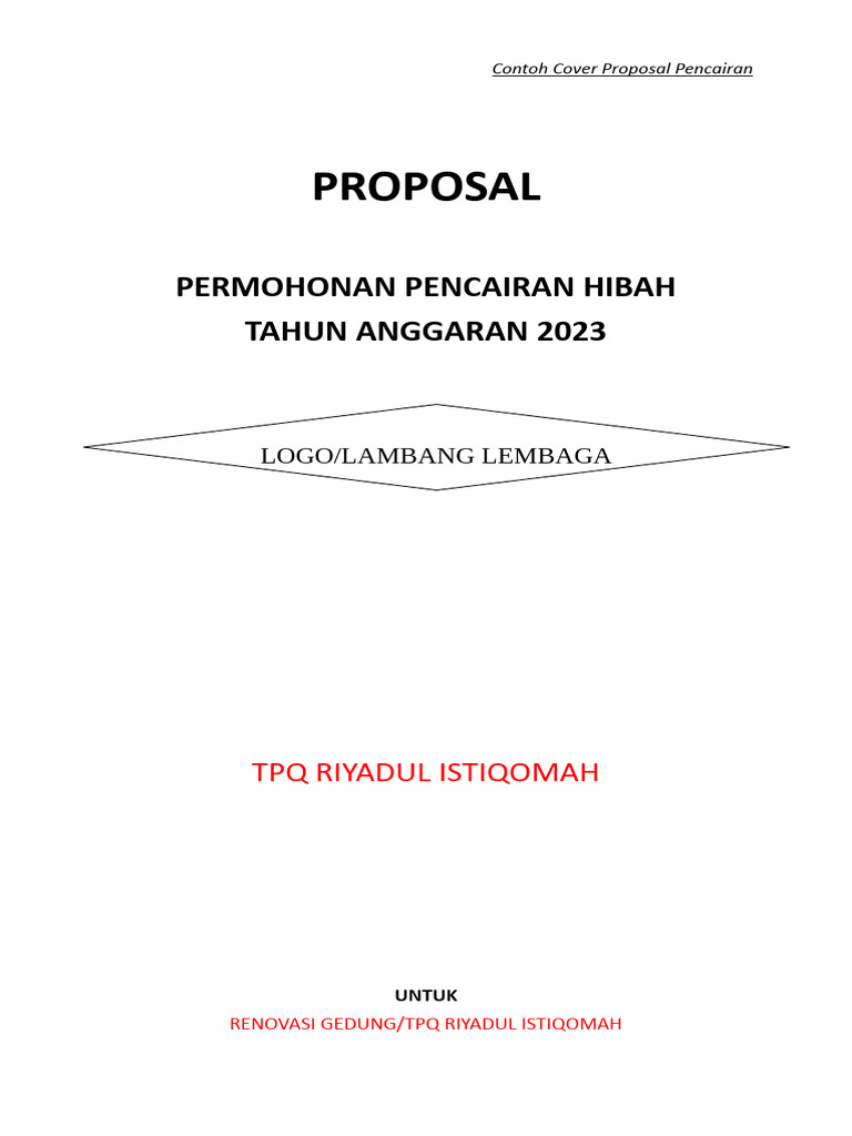 Contoh Proposal Pencairan Hibah 2023 | PDF