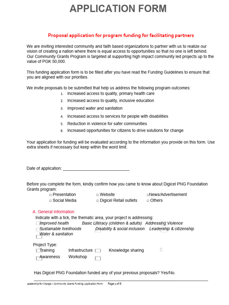 Digicel Foundation - Application | PDF | Leadership | Community